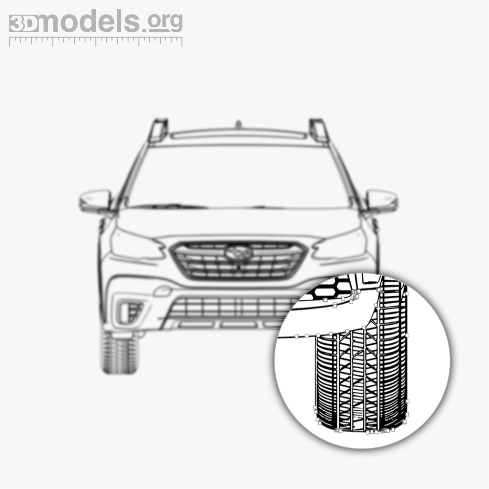 Subaru Outback Touring 2023 Vector Blueprint - 3DModels.org