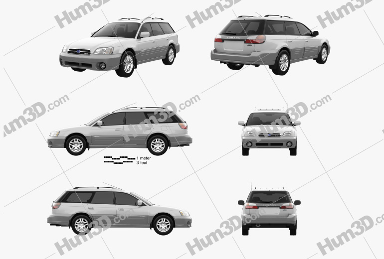 Subaru Outback H6 2001 Blueprint Template - 3DModels.org