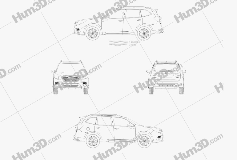 Subaru Forester e-Boxer 2022 Blueprint - 3DModels.org