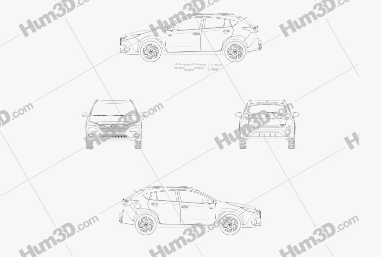 Subaru Crosstrek e-Boxer Limited 2023 Blueprint - 3DModels.org
