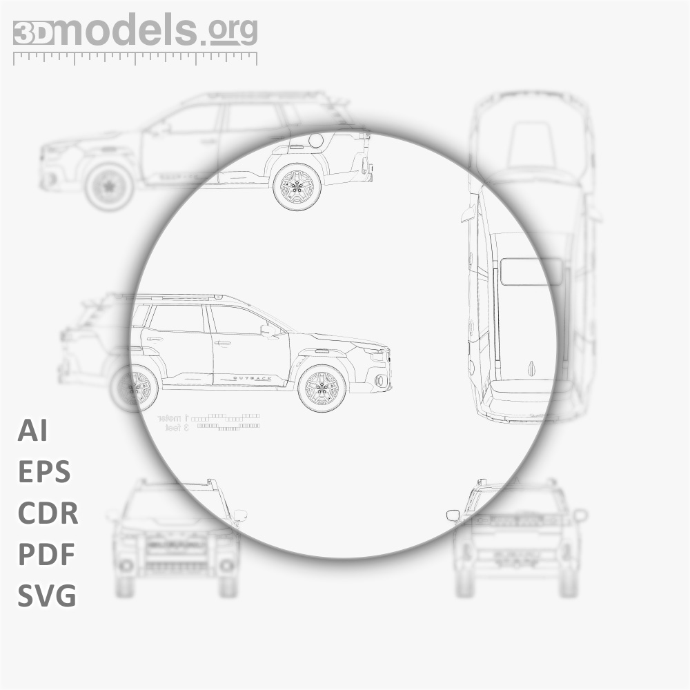 Subaru Outback Wilderness 2025 Vector Blueprint - 3DModels.org