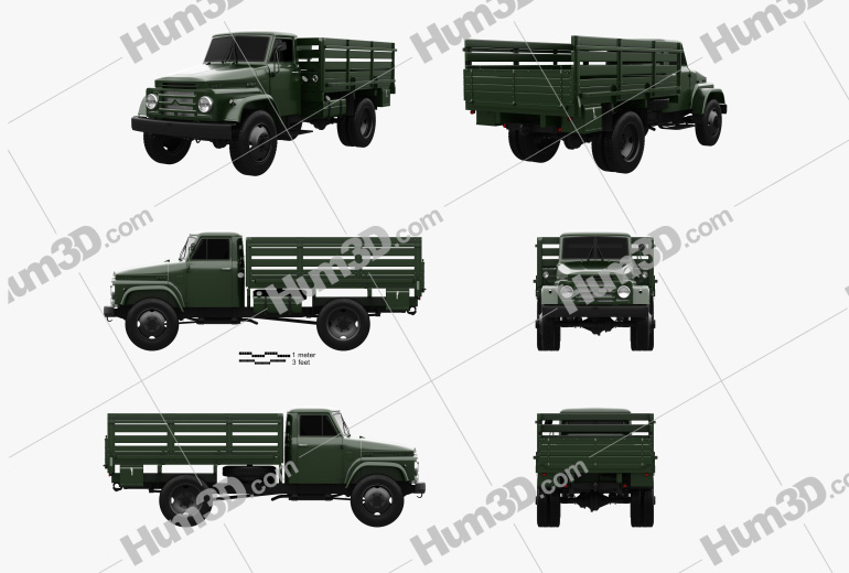 Sungri 61NA Flatbed Truck 1979 Blueprint Template - 3DModels.org