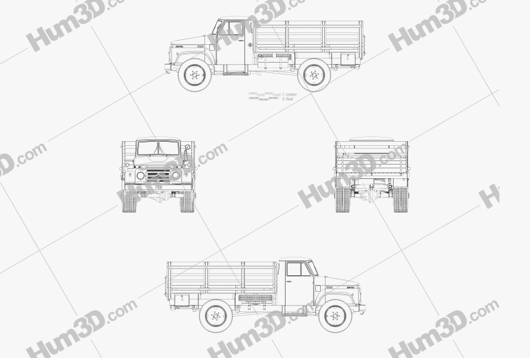 Sungri 61NA Flatbed Truck 1979 Blueprint - 3DModels.org