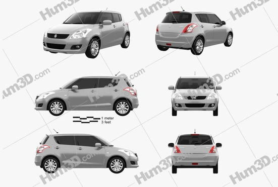 Suzuki Swift blueprints Download in PNG - 3DModels.org