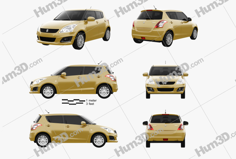 Suzuki Swift blueprints Download in PNG - 3DModels.org