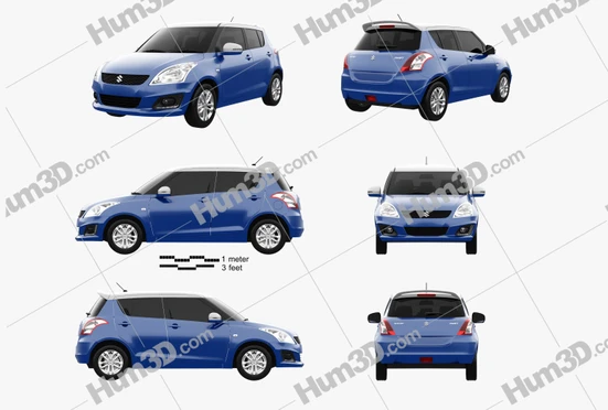 Suzuki Swift blueprints Download in PNG - 3DModels.org