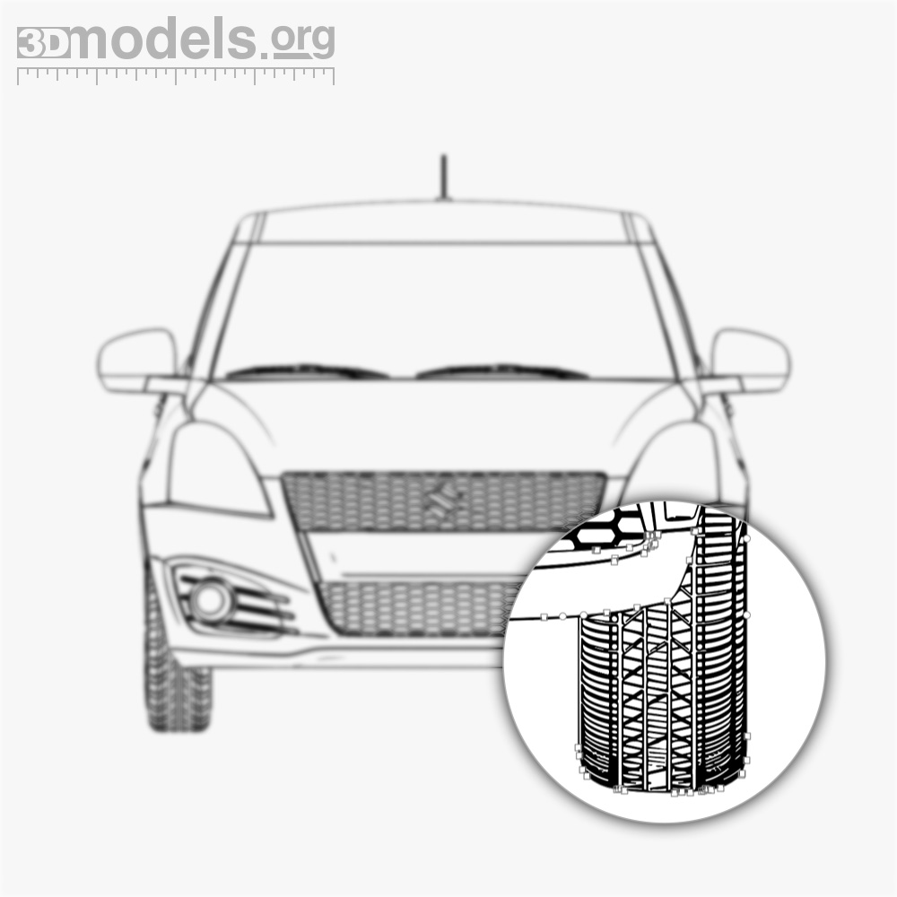 Suzuki Swift Sport hatchback 5-door 2017 Vector Blueprint - 3DModels.org