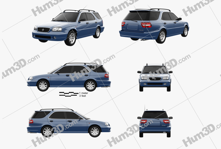 Suzuki Baleno (Esteem) 2002 Blueprint Template - 3DModels.org