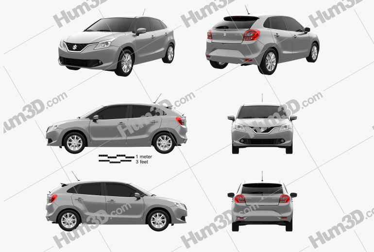 Suzuki Baleno 2019 Blueprint Template - 3DModels.org