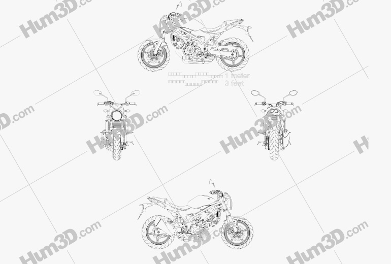 Suzuki SV650 2017 Blueprint - 3DModels.org