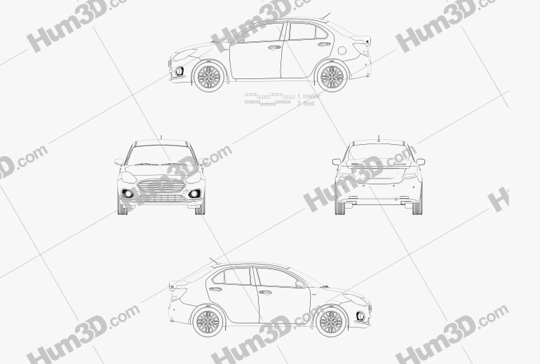Suzuki (Maruti) Swift Dzire 2020 Blueprint - 3DModels.org