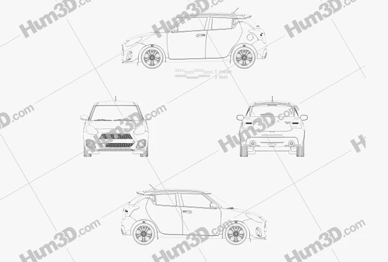 Suzuki Swift blueprints Download in PNG - 3DModels.org