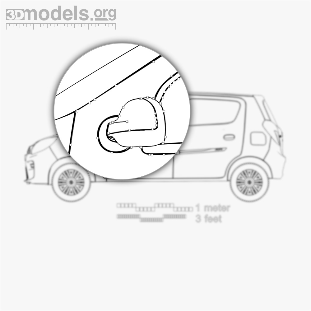 Suzuki Maruti Alto 800 2023 Vector Blueprint - 3DModels.org