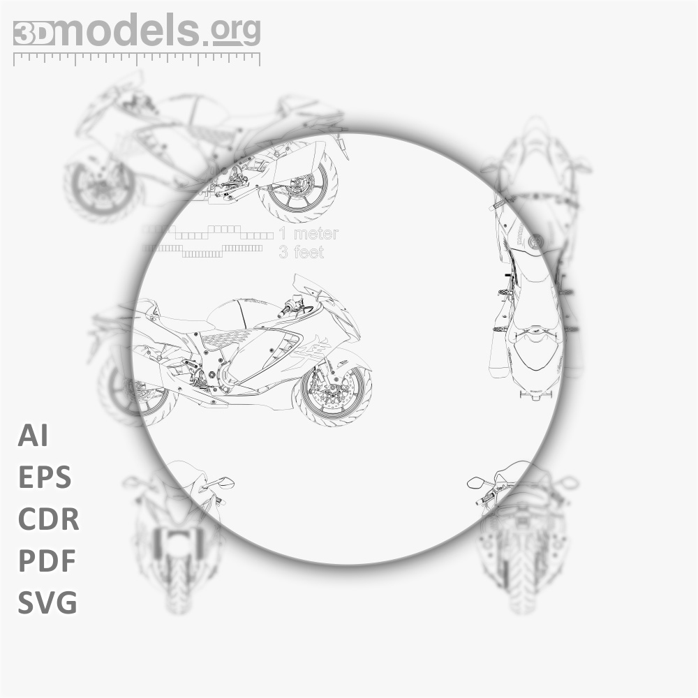 Suzuki Hayabusa 2025 Vector Blueprint - 3DModels.org