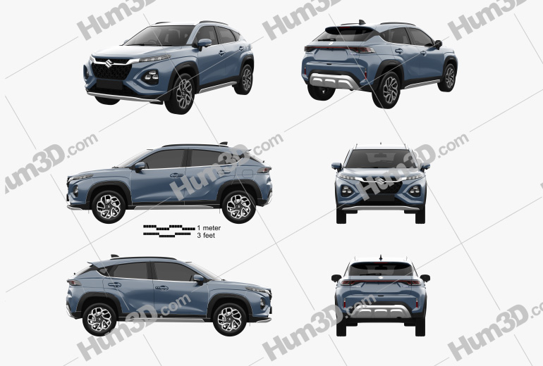 Suzuki Maruti Fronx 2023 Blueprint Template - 3DModels.org