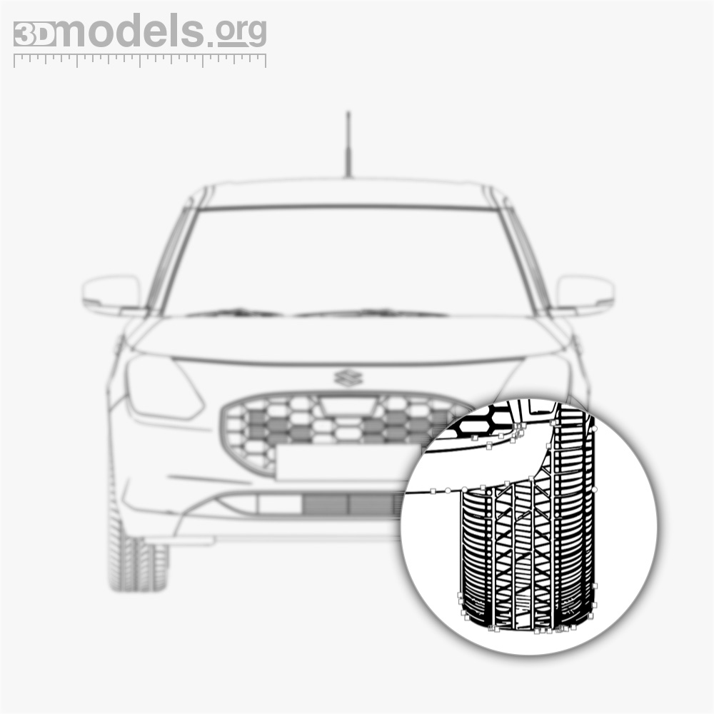 Suzuki Swift Hybrid 2025 Vector Blueprint - 3DModels.org