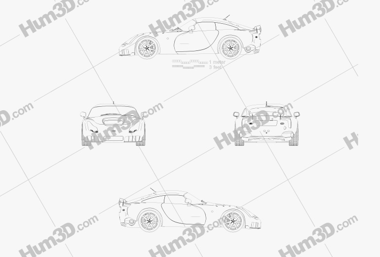 TVR Sagaris 2006 Blueprint - 3DModels.org
