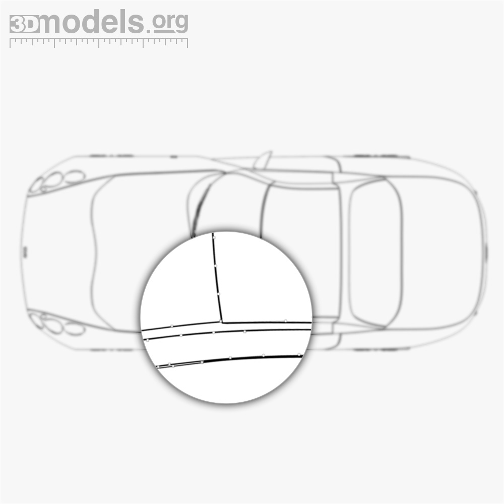 TVR Tuscan Speed Six 2006 Vector Blueprint - 3DModels.org