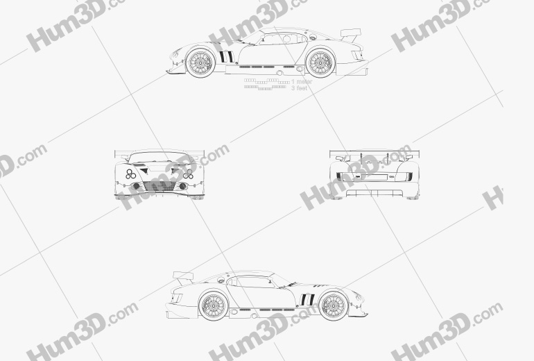 TVR Cerbera Speed 12 1996 Blueprint - 3DModels.org