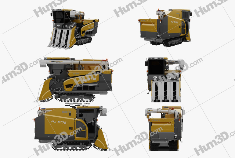 TYM HJ6135 Combine Harvester 2022 Blueprint Template - 3DModels.org