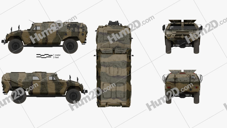 Vehículo Militar Dongfeng CSK-131 Mengshi Plantilla de Plano - 3DModels.org