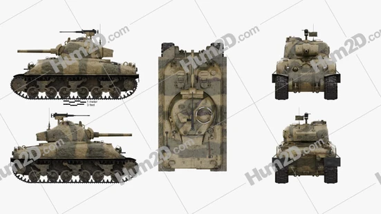 M4 Sherman blueprints Download in PNG - 3DModels.org