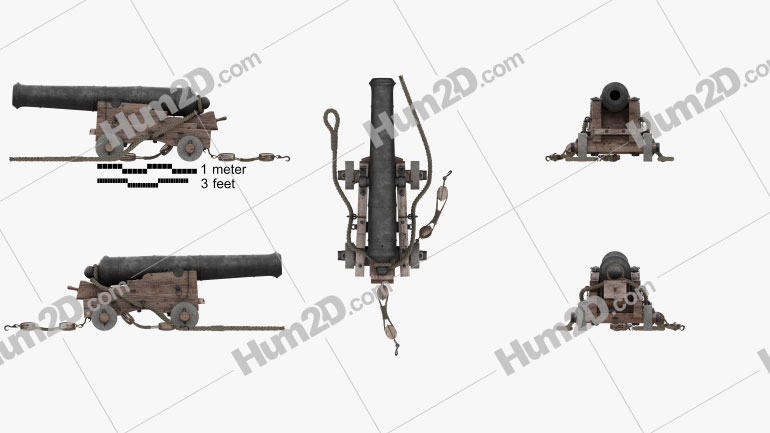 Naval Cannon Blueprint Template - 3DModels.org