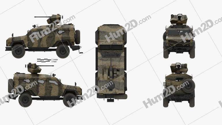 Plasan SandCat M-LPV Blueprint Template - 3DModels.org