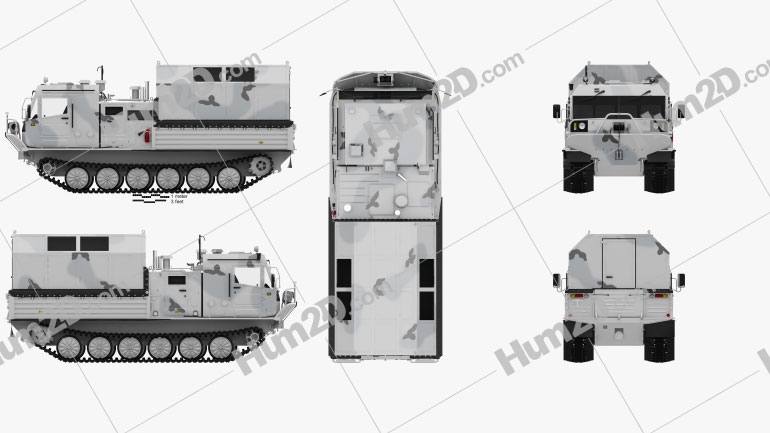 TM-140A ATV Arctic Amphibious All-terrain Vehicle Blueprint Template ...