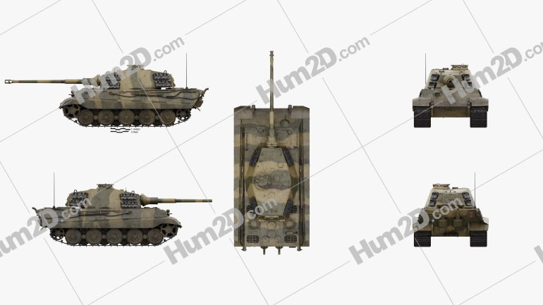 Tiger II Tank Blueprint Template - 3DModels.org