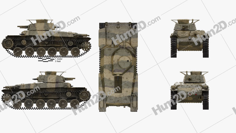 Type 97 Chi-Ha Blueprint Template - 3DModels.org