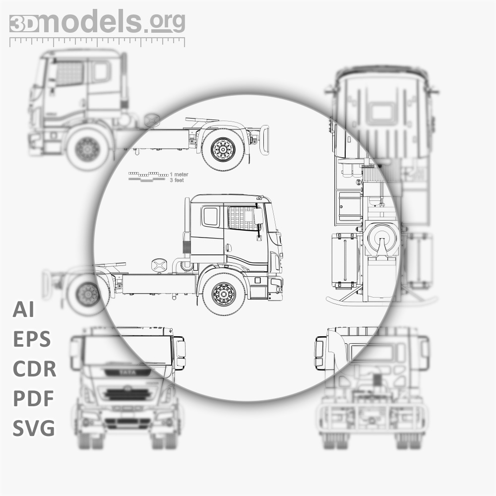 Tata Prima Tractor Racing Truck 2014 Vector Blueprint - 3DModels.org