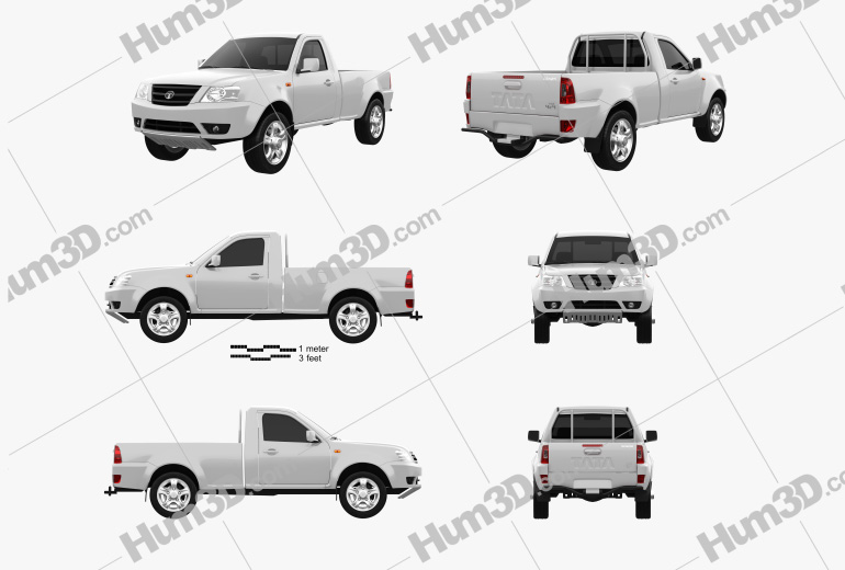 Tata Xenon Single Cab 2014 Blueprint Template - 3DModels.org