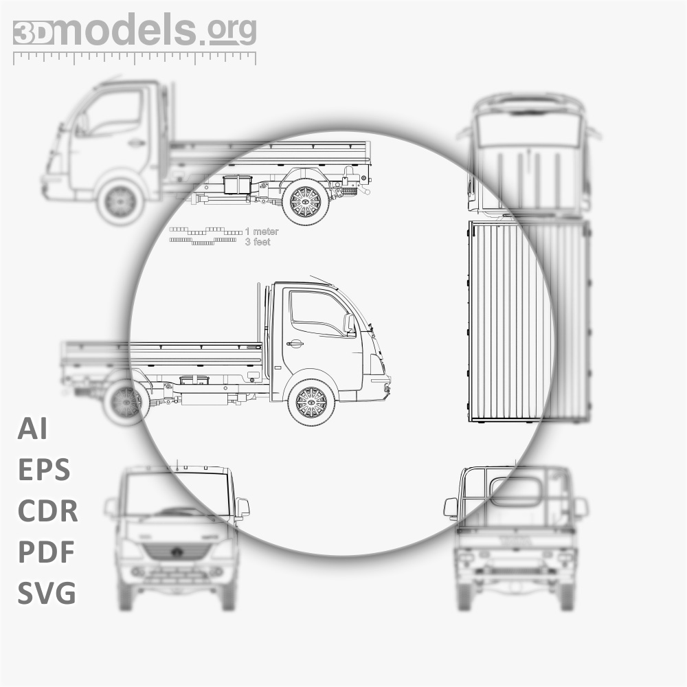 Tata Super Ace 2015 Vector Blueprint - 3DModels.org