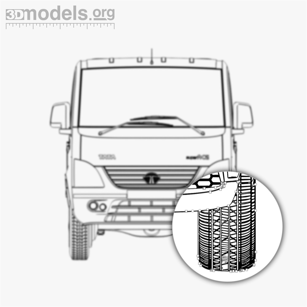 Tata Super Ace 2015 Vector Blueprint - 3DModels.org