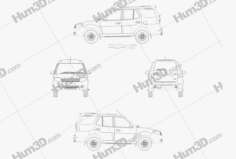 Tata Safari Storme 2018 Blueprint - 3DModels.org