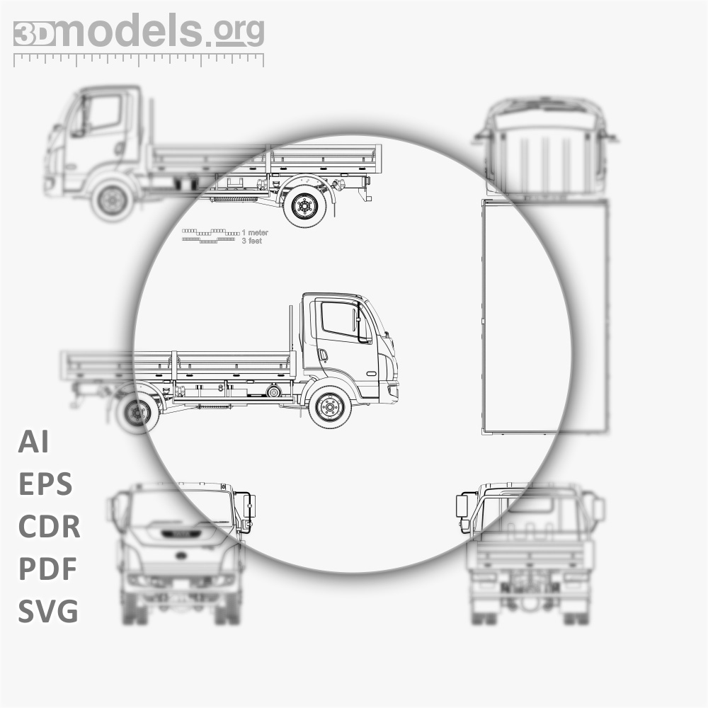 Tata Ultra 714 Flatbed Truck 2017 Vector Blueprint - 3DModels.org