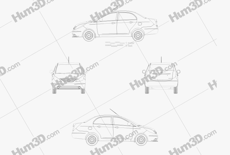 Tata Manza 2013 Blueprint - 3DModels.org
