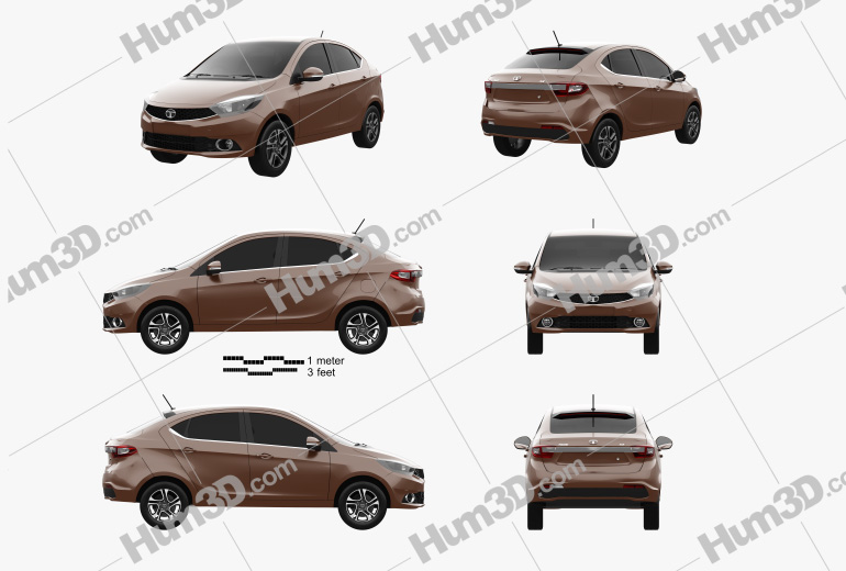 Tata Tigor 2020 Blueprint Template - 3DModels.org