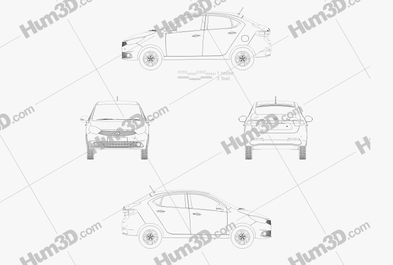 Tata Tigor 2020 Blueprint - 3DModels.org