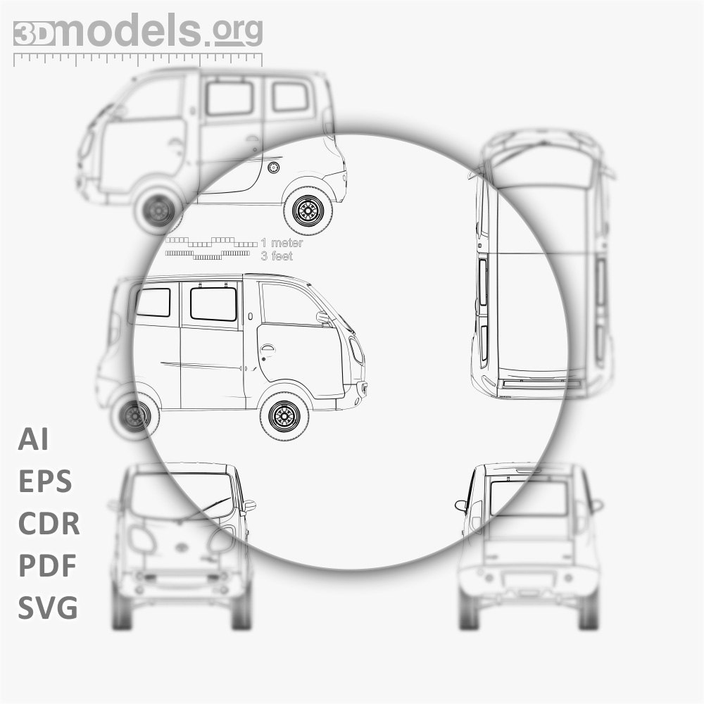 Tata Magic Iris 2014 Vector Blueprint - 3DModels.org