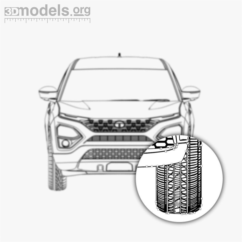Tata Harrier 2021 Vector Blueprint - 3DModels.org