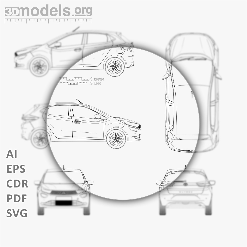 Tata Altroz 2023 Vector Blueprint - 3DModels.org