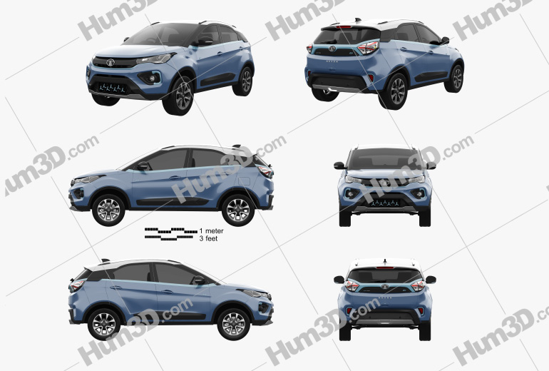 Tata Nexon EV 2020 Blueprint Template - 3DModels.org