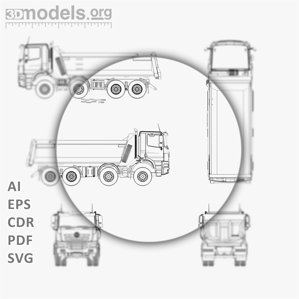 Tatra Phoenix Camion Benne 4 essieux 2015 Plan Vectoriel - 3DModels.org