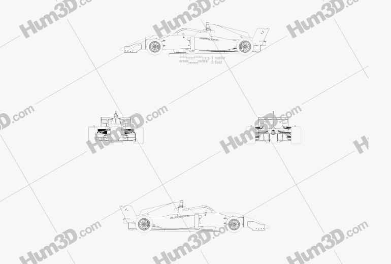 Tatuus F3 T-318 2018 Blueprint - 3DModels.org