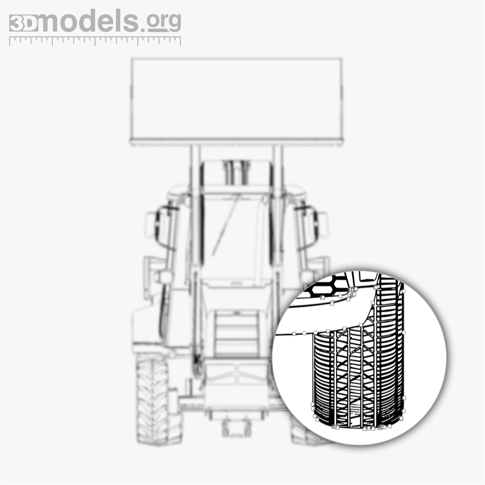 Terex 760 Backhoe Tractor 2004 Vector Blueprint - 3DModels.org