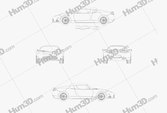 Roadster blueprints Download in PNG - 3DModels.org