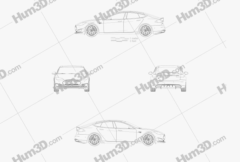 Tesla Model S Brabus 2020 Blueprint - 3DModels.org