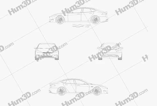Tesla Model S blueprints Download in PNG - 3DModels.org